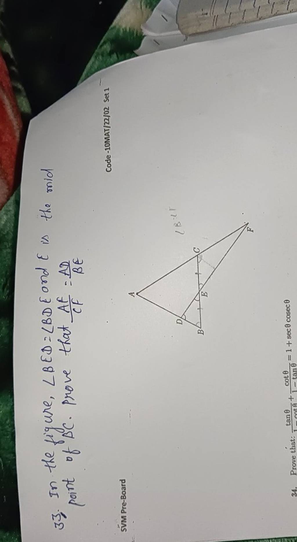 33 In The Figure ∠bed ∠bde And E Is The Mid Point Of Bc Prove That Cfa