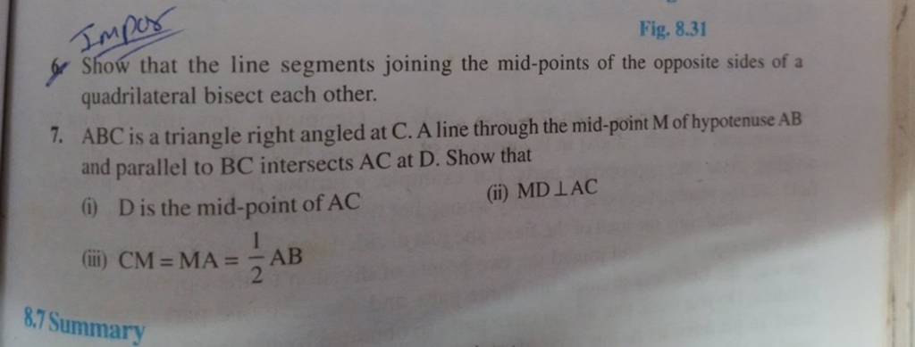 6. Show that the line segments joining the mid-points of the opposite sid.. 6. Show that the line segments joining the mid-points of the opposite sid..
