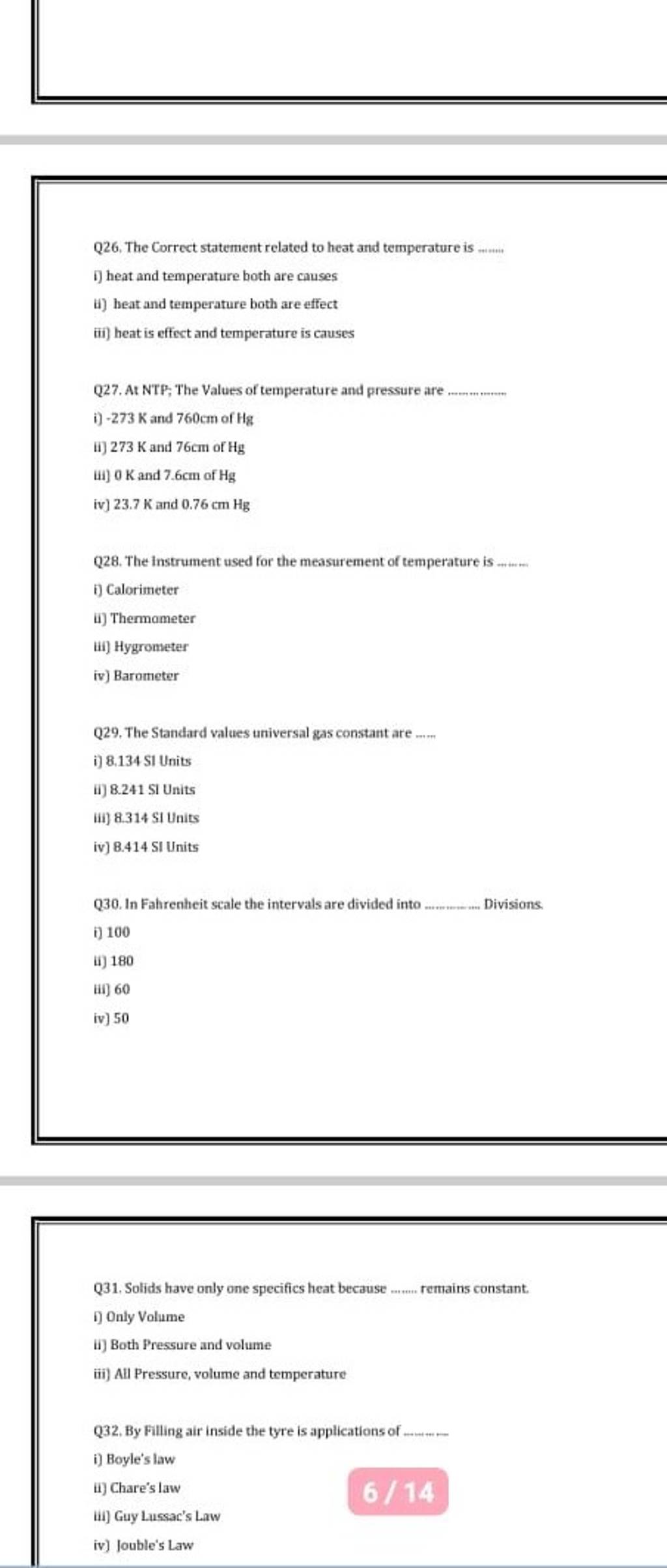 Q27. At NTP; The Values of temperature and pressure are | Filo
