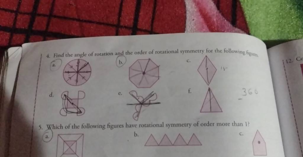 4. Find the angle of rotation and the order of rotational symmetry for th..