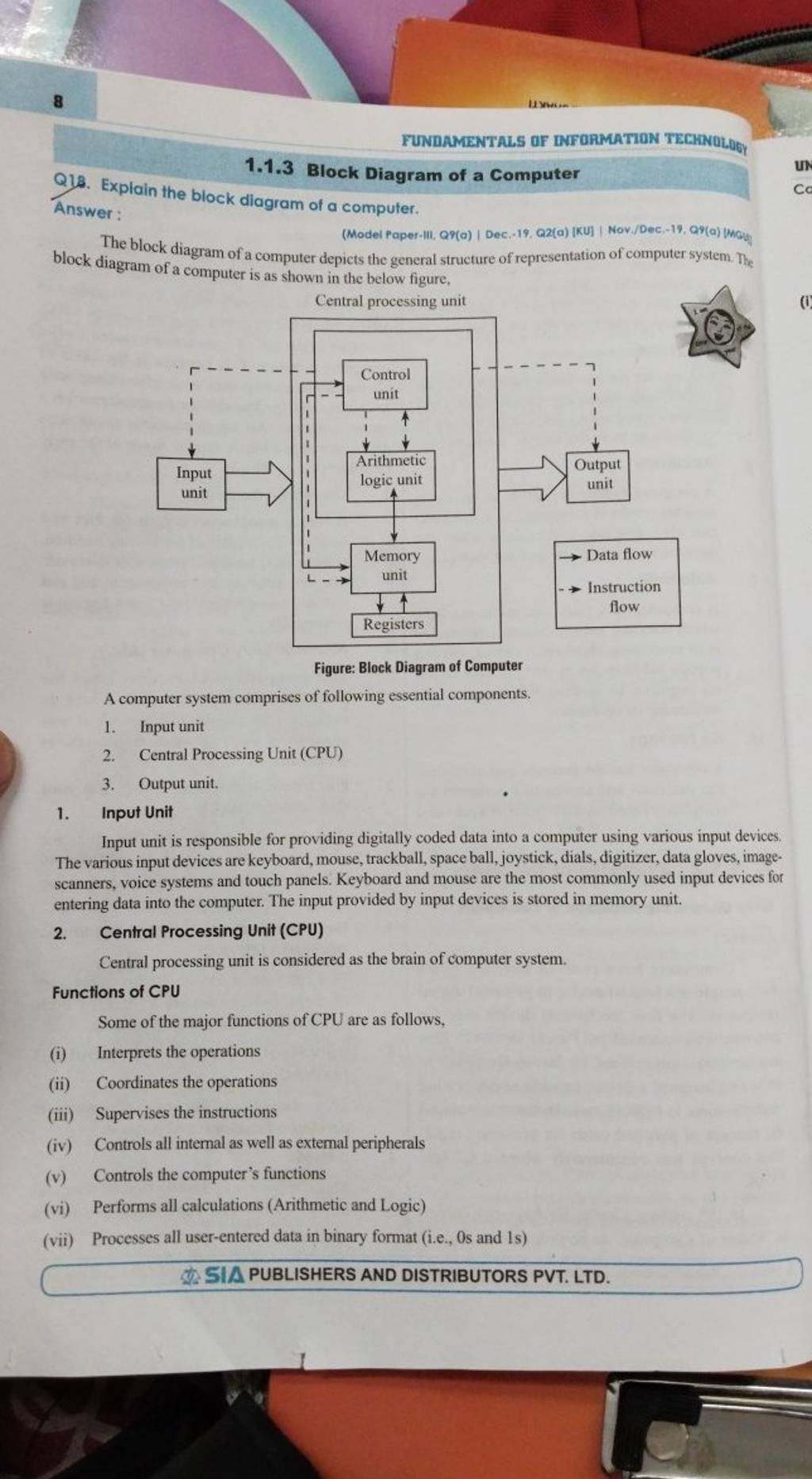 1 1 3 Block Diagram Of A Computer Q18 Explain The Block Diagram Of A Com 