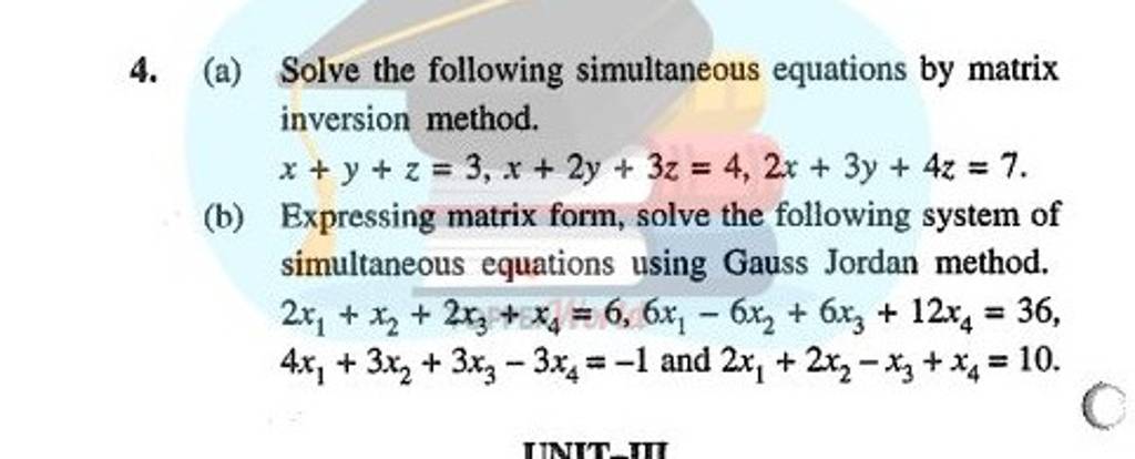 4 A Solve The Following Simultaneous Equations By Matrix Inversion Met