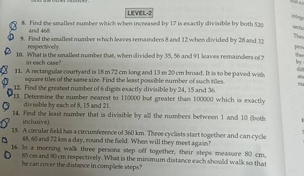 LEVEL-2 8. Find the smallest number which when increased by 17 is exactly..