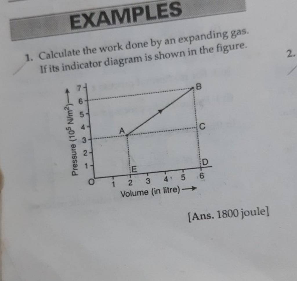 1. Calculate the work done by an expanding gas. If its indicator diagram