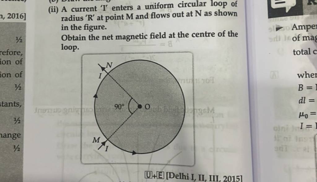 Ii A Current I Enters A Uniform Circular Loop Of Radius R At Po