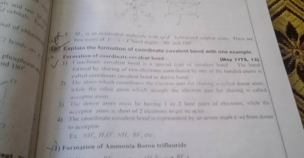 18 Explain The Formation Of Coordinate Covalent Bond With One Example F 