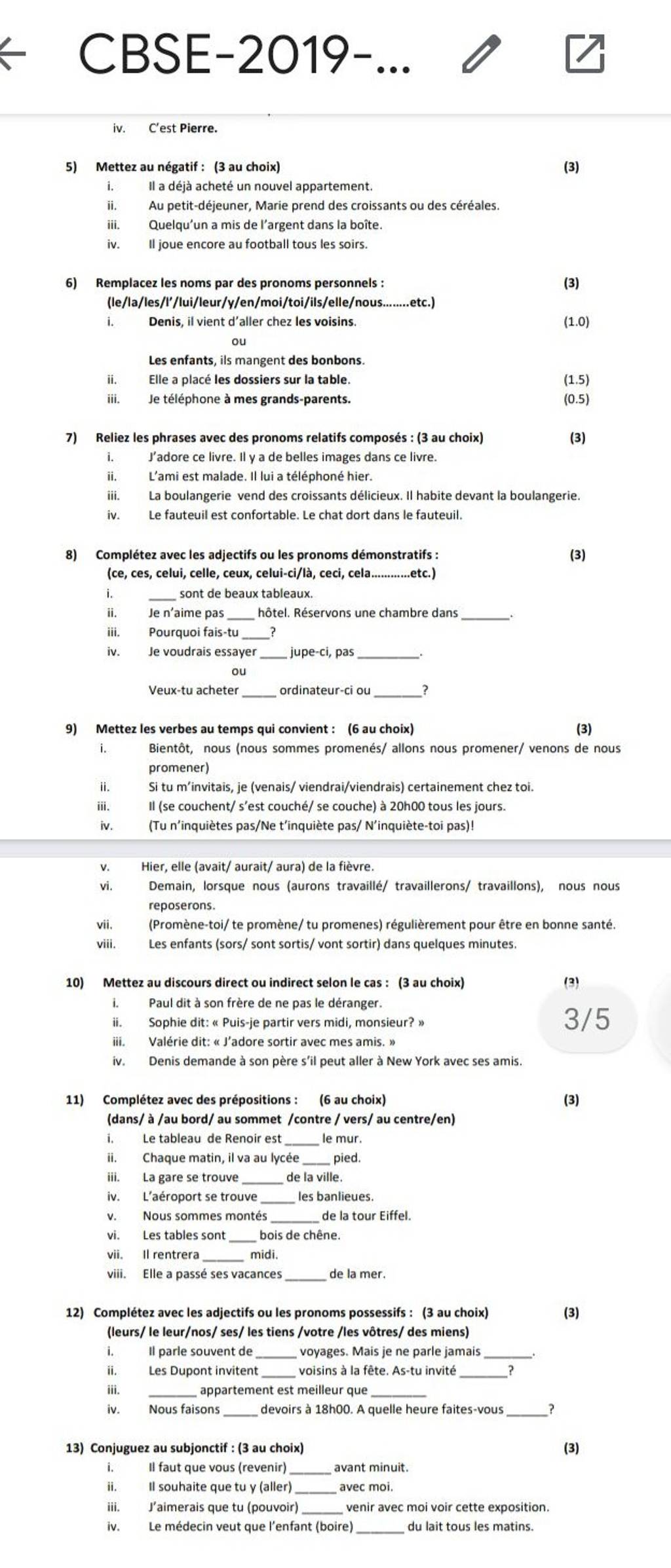 Complétez avec les adjectifs ou les pronoms démonstratifs : (3) (ce, ces..