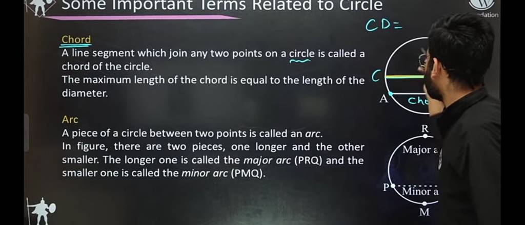 Chord A line segment which join any two points on a circle is called a ch..