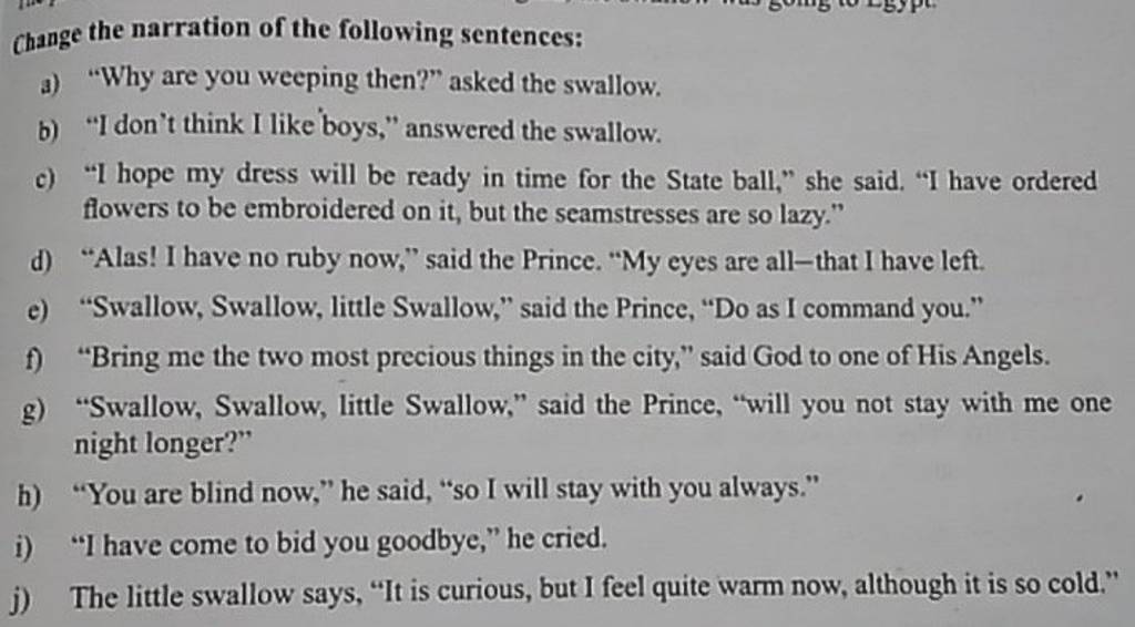Change The Narration Of The Following Sentences Filo change-the-narration-of-the-following-sentences-filo