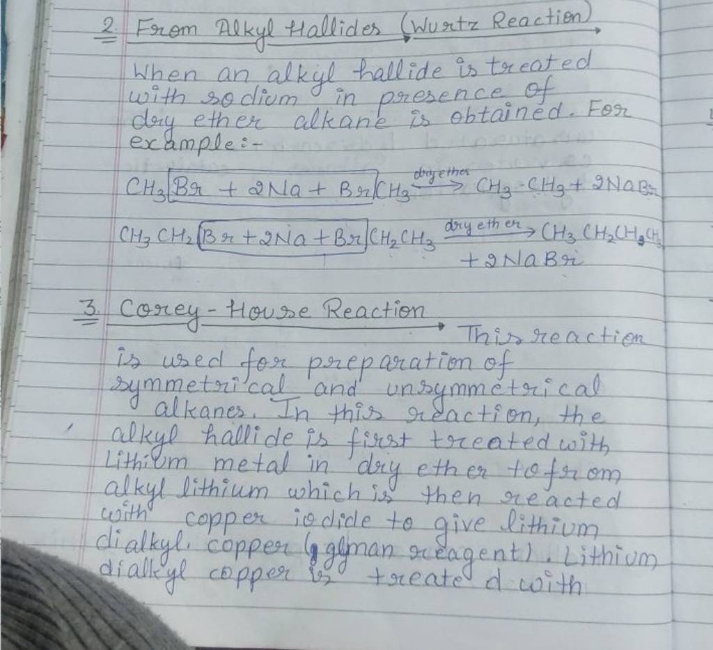 2. From Alkyl Hallides (wurtz Reaction) with sodium in presence of dry et..