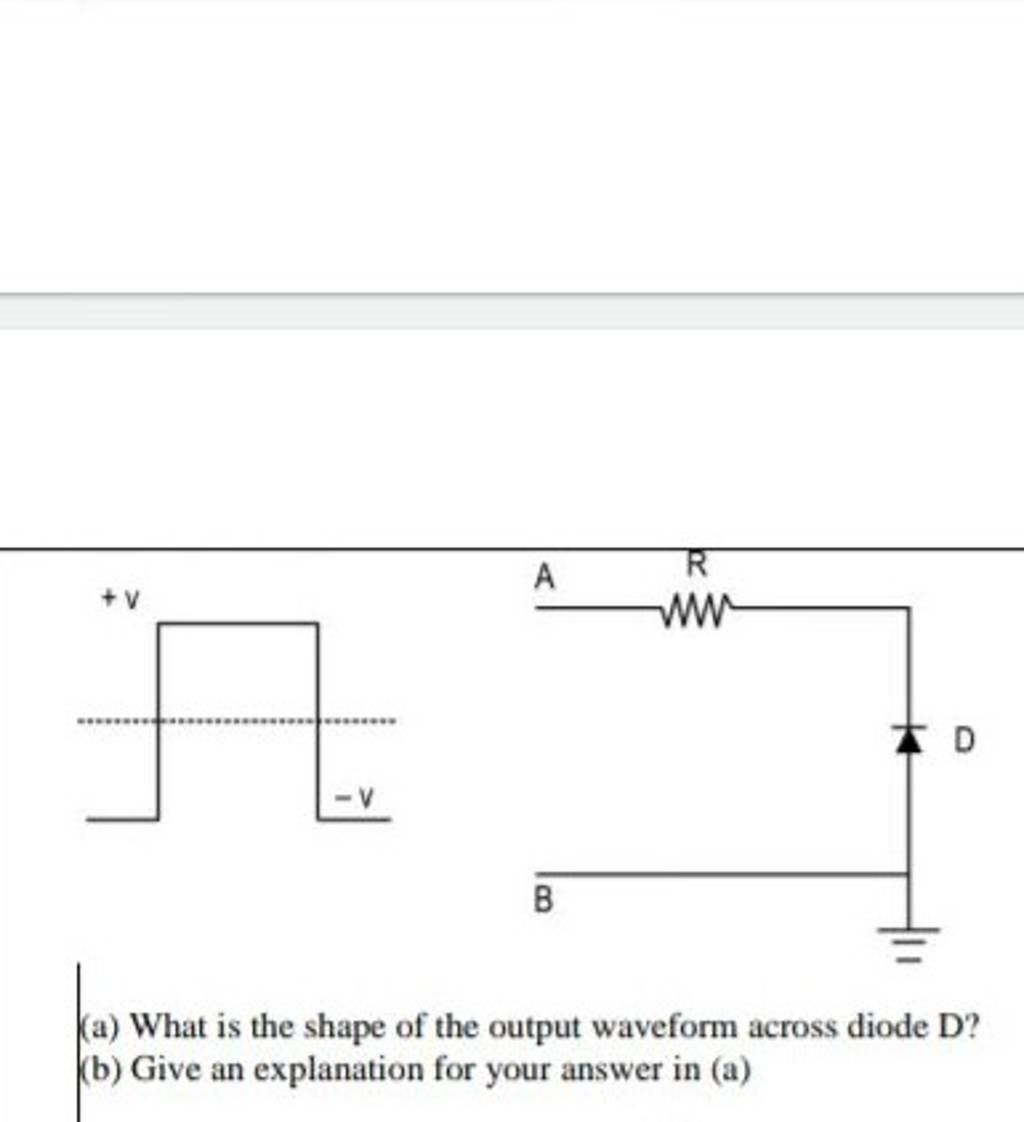 (a) What is the shape of the output waveform across diode D? (b) Give an