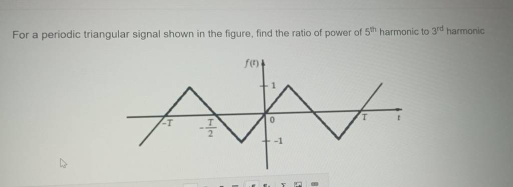 For a periodic triangular signal shown in the figure, find the ratio of p..
