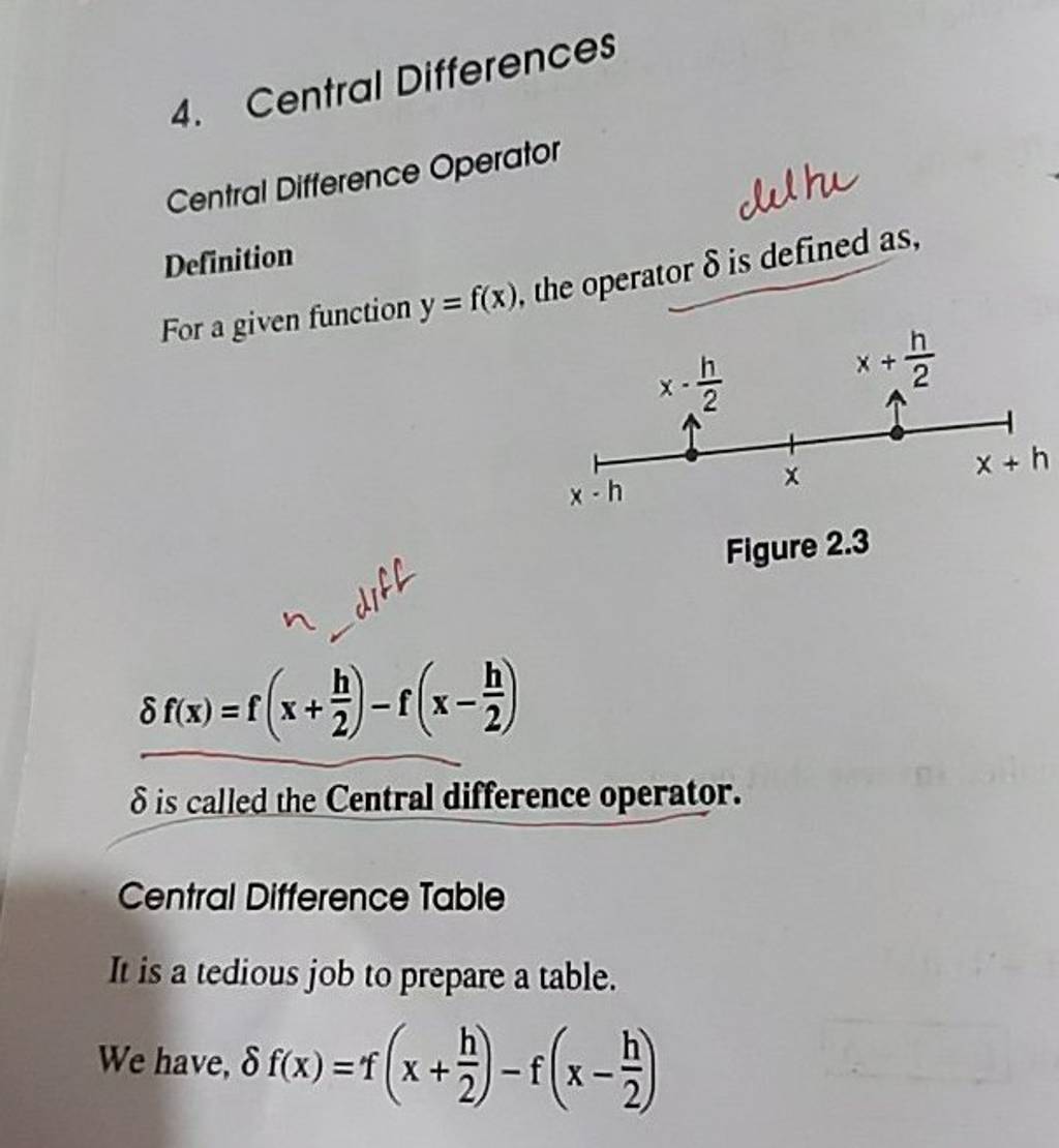 4. Central Differences Central Difference Operator Definition For a given..
