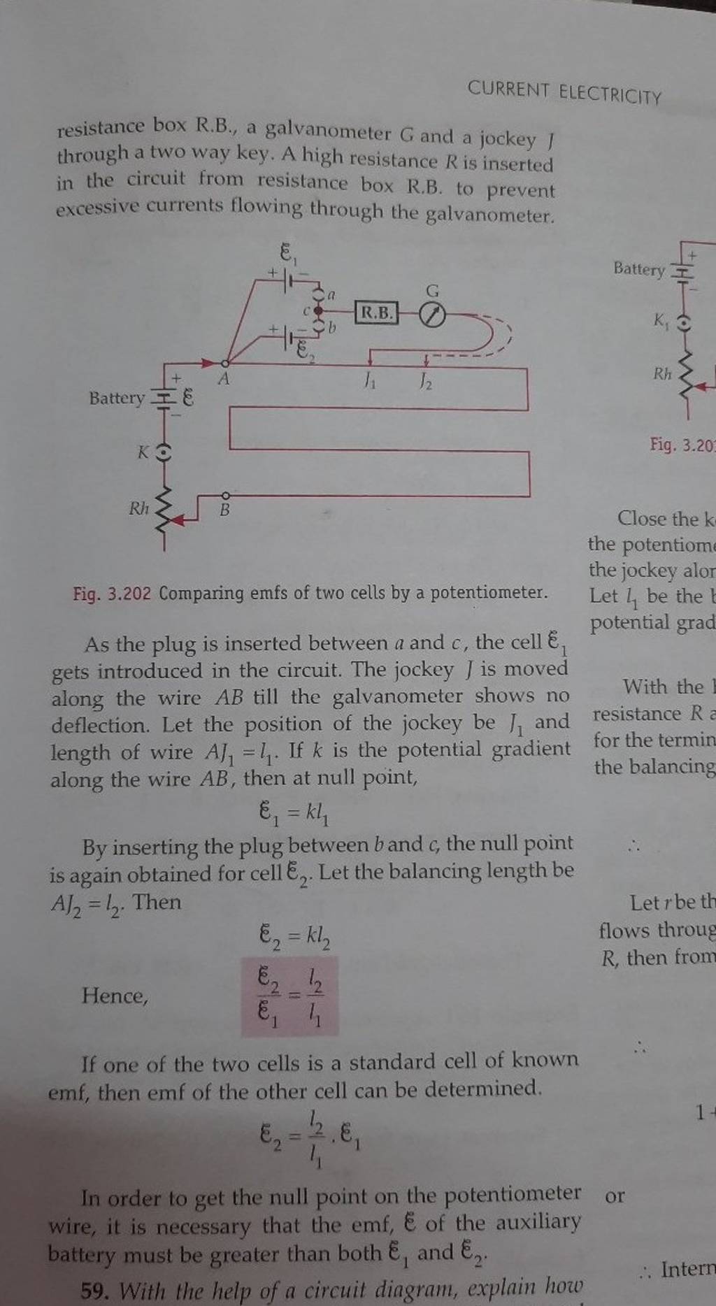 CURRENT ELECTRICITY resistance box R.B., a galvanometer G and a jockey I