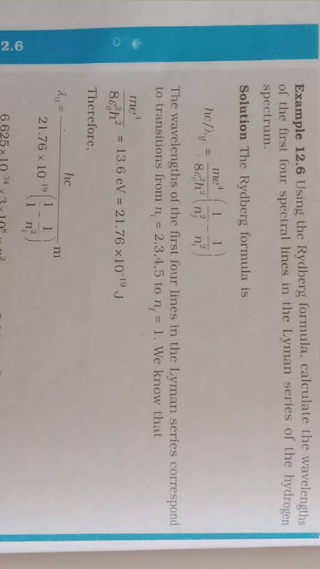 Example 126 Using The Rydberg Formula Calculate The Wavelengths Of The 6488