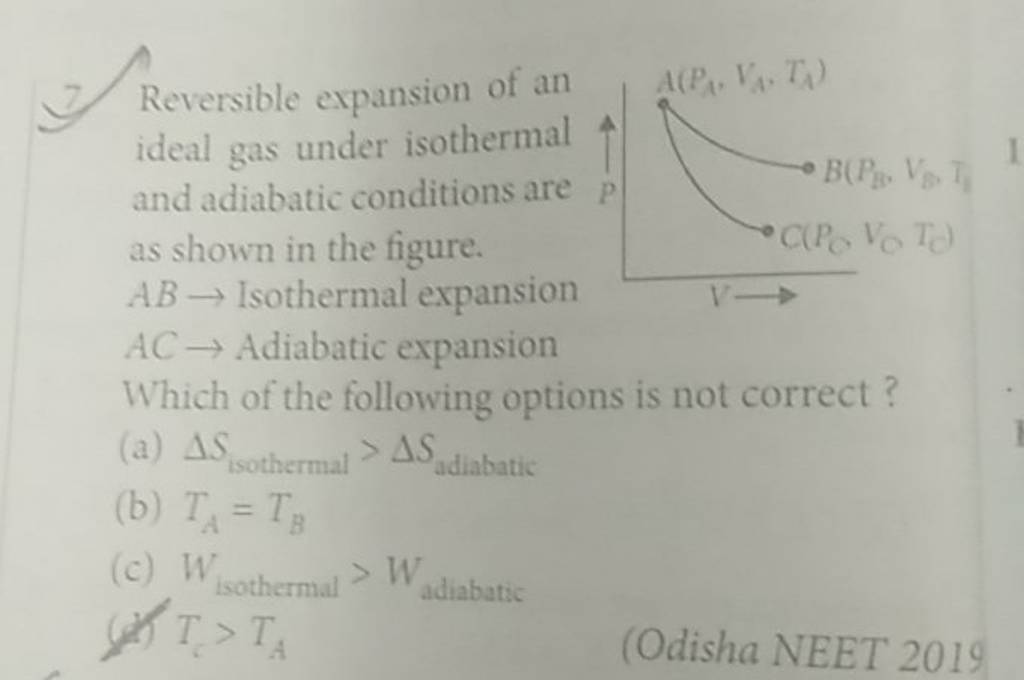 7. Reversible expansion of an ideal gas under isothermal and adiabatic co..