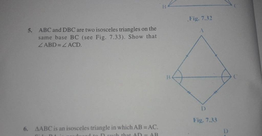 5. ABC and DBC are two isosceles triangles on the same base BC (see Fig.