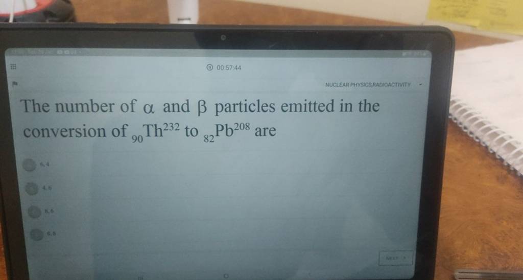 The number of α and β particles emitted in the conversion of 90 Th232 to
