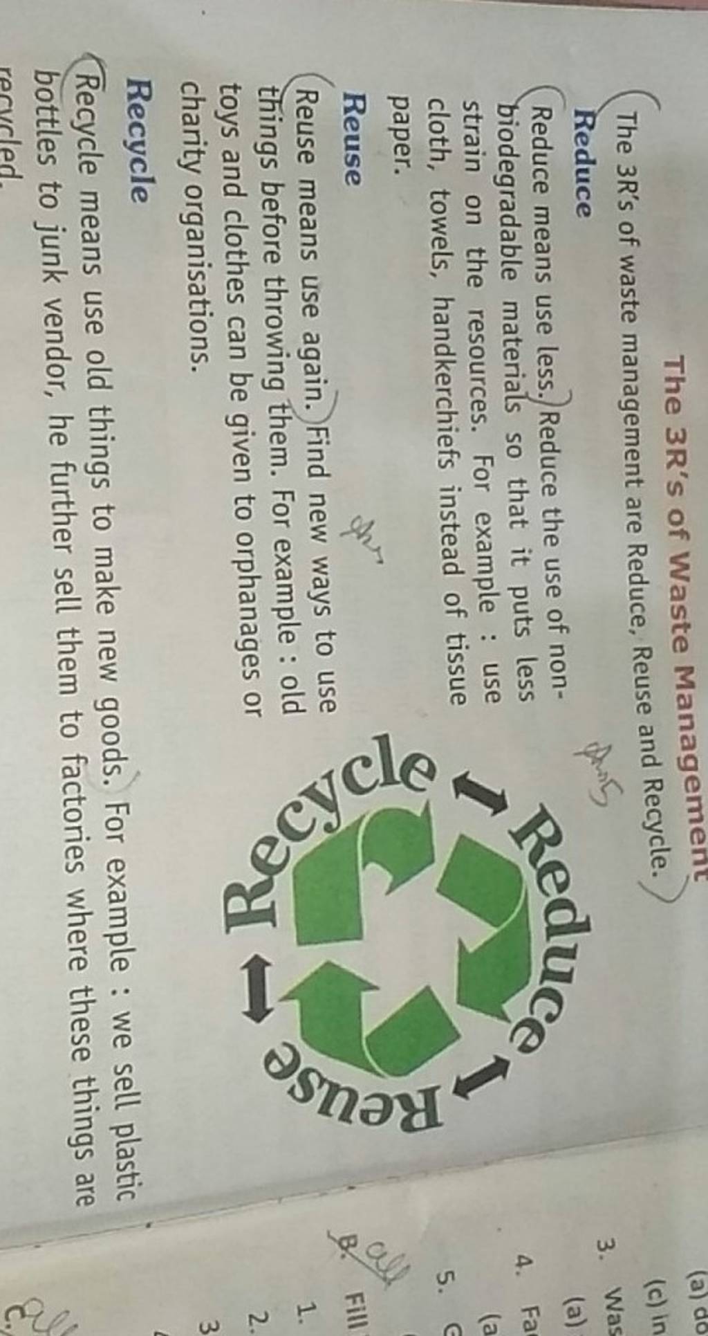 The 3R′ s of Waste Management (The 3R′ s of waste management are Reduce,