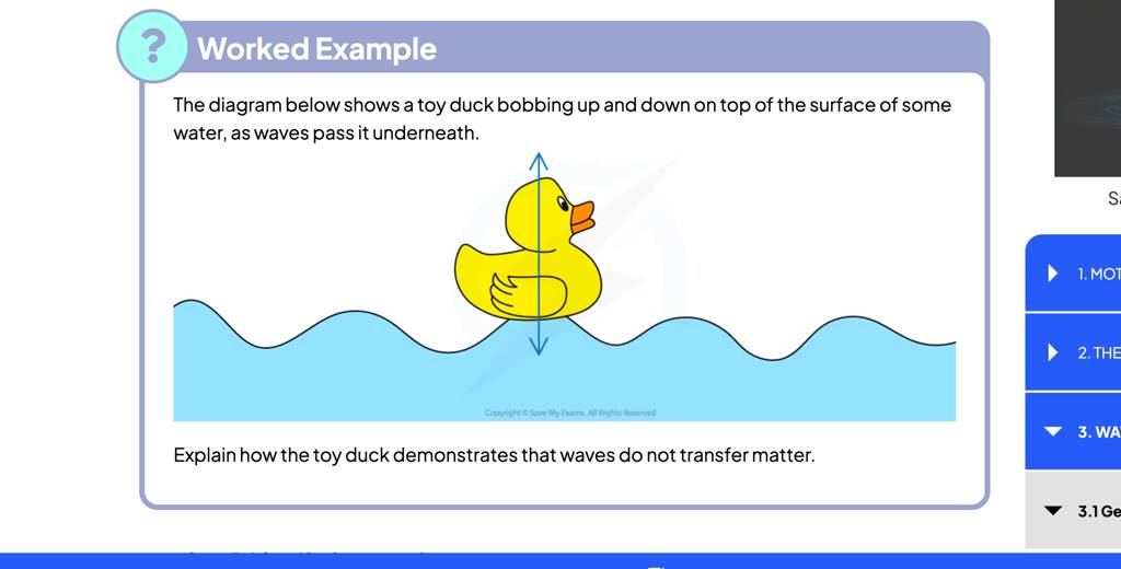 Worked Example The diagram below shows a toy duck bobbing up and down on
