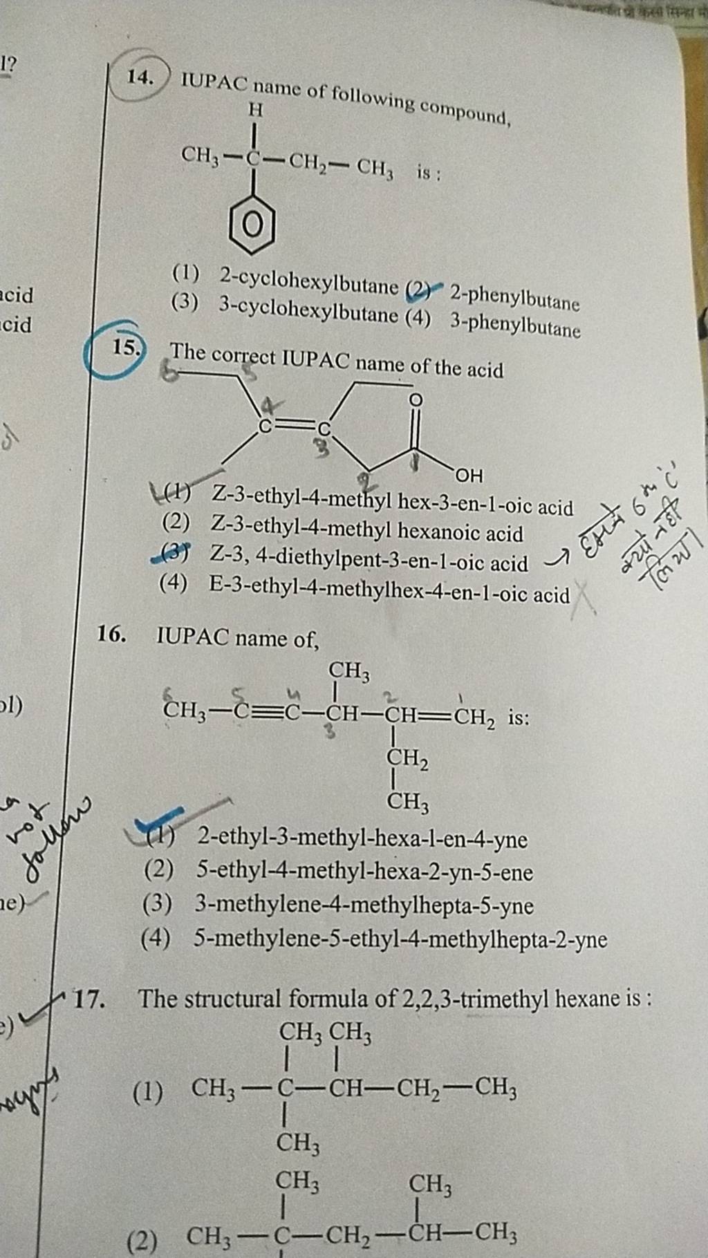 The correct IUPAC name of the acid | Filo