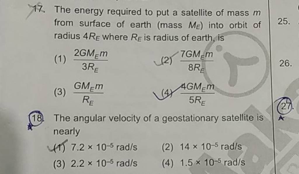 The Angular Velocity Of A Geostationary Satellite Is Nearly Filo