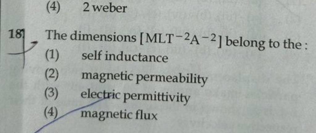 The dimensions [MLT−2 A−2] belong to the : | Filo