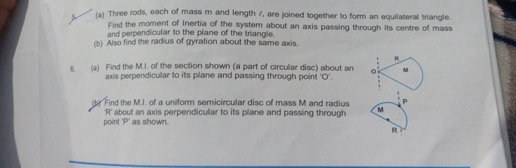 5 (a) Three rods, each of mass m and length ℓ, are joined together to for..