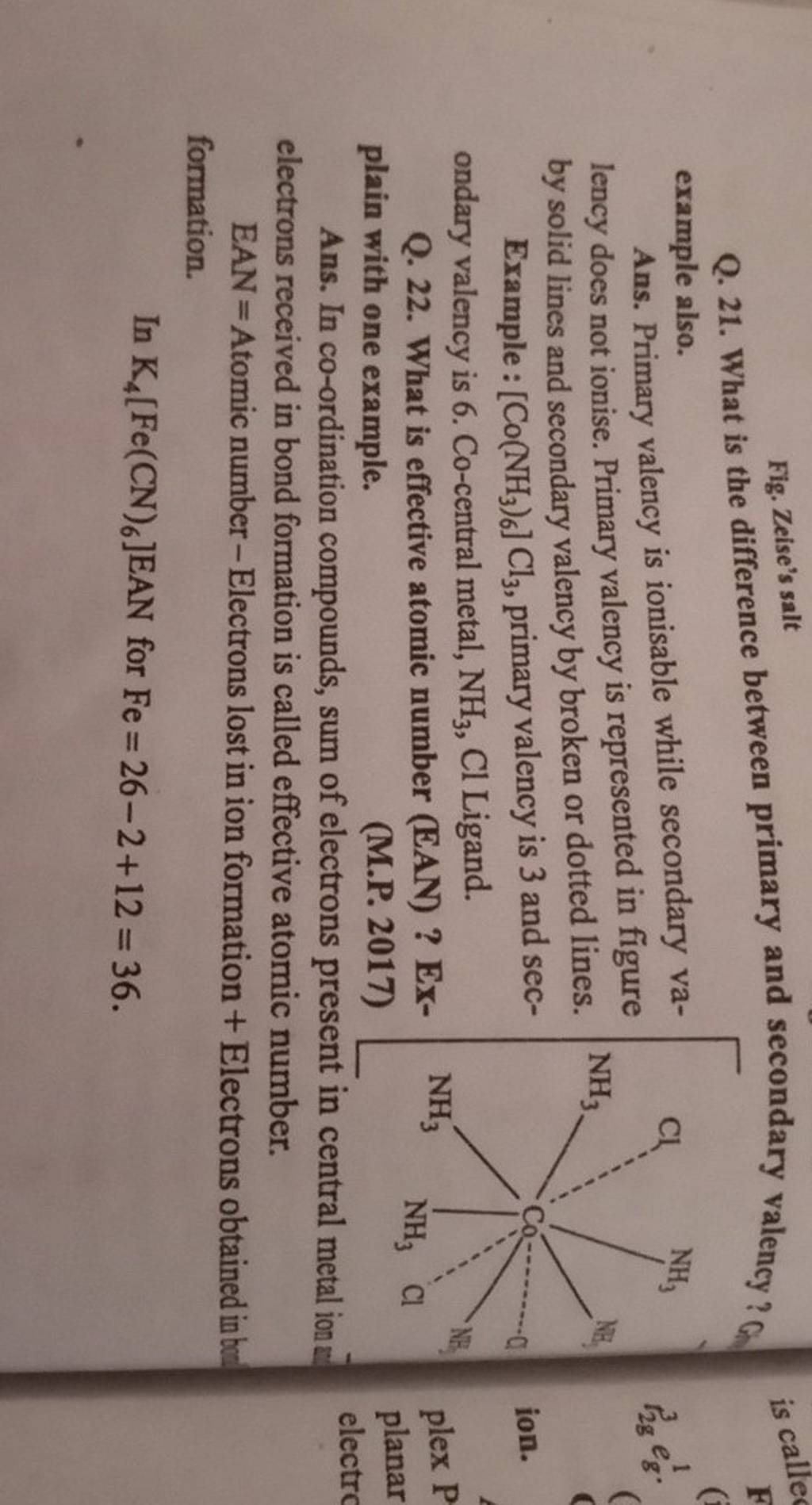 example also. Example : [Co(NH3 )6 ]Cl3 , primary valency is 3 and second..