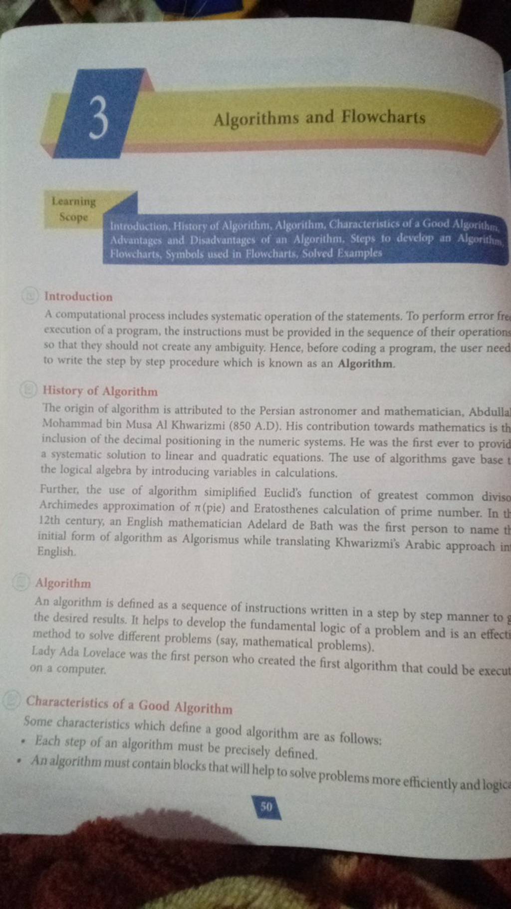 Algorithms and Flowcharts Learning Scope Introduction, History of Algorit.. Algorithms and Flowcharts Learning Scope Introduction, History of Algorit..