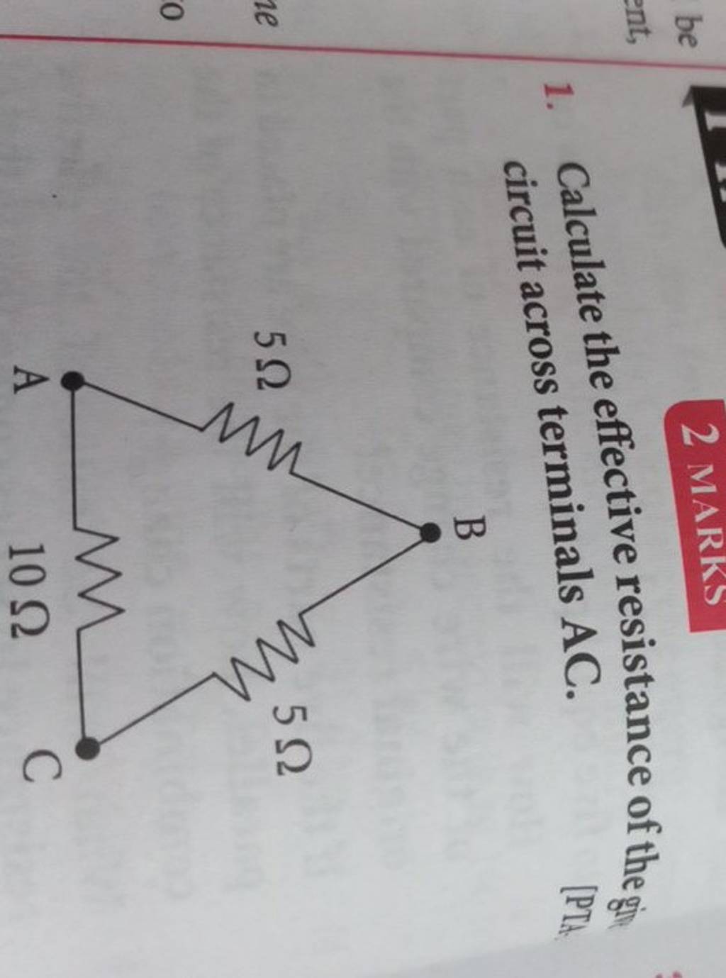 1. Calculate the effective resistance of the gin circuit across terminals..