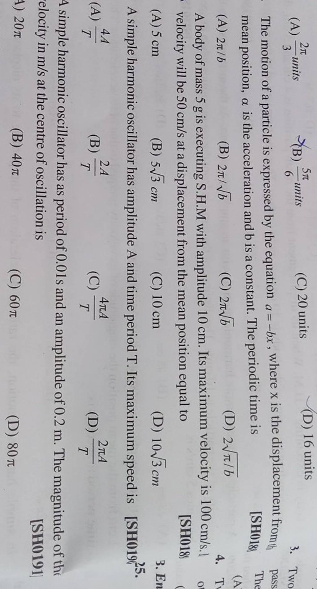 32 Units B 65 Units C 20 Units D 16 Units The Motion Of A Part 32 Units B 65 Units C 20 Units D 16 Units The Motion Of A Part