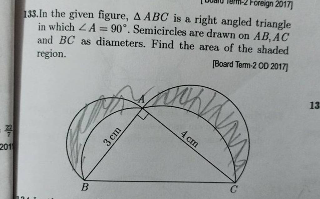 133.In the given figure, ABC is a right angled triangle in which ∠A=90∘...