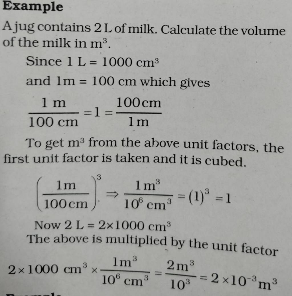 Example A jug contains 2 L of milk. Calculate the volume of the milk in m.. Example A jug contains 2 L of milk. Calculate the volume of the milk in m..