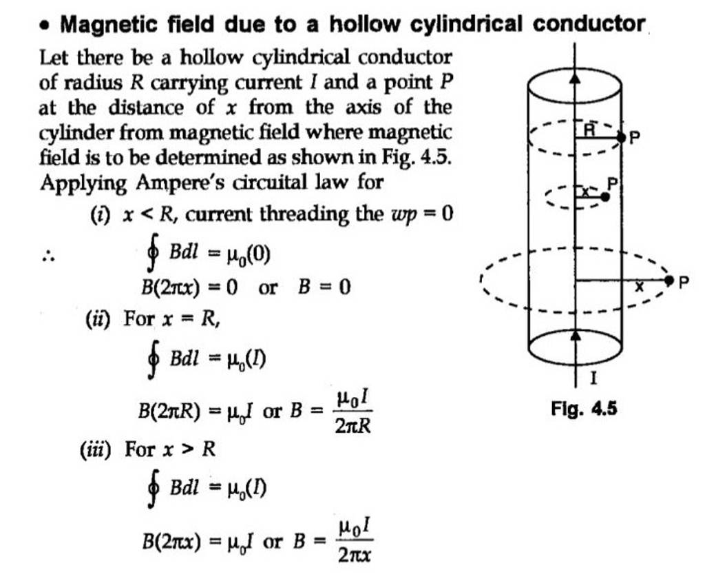 - Magnetic field due to a hollow cylindrical conductor. Let there be a ho.. - Magnetic field due to a hollow cylindrical conductor. Let there be a ho..