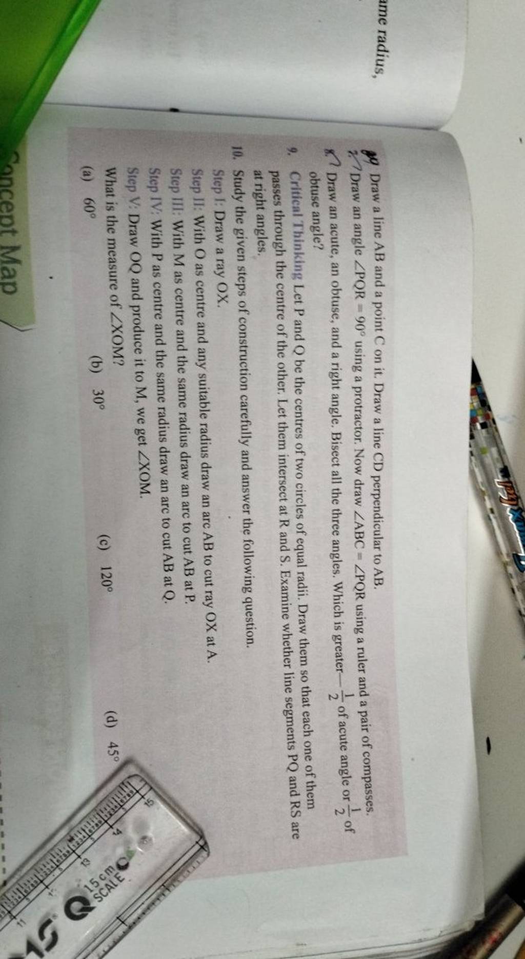 99 Draw a line AB and a point C on it. Draw a line CD perpendicular to AB..