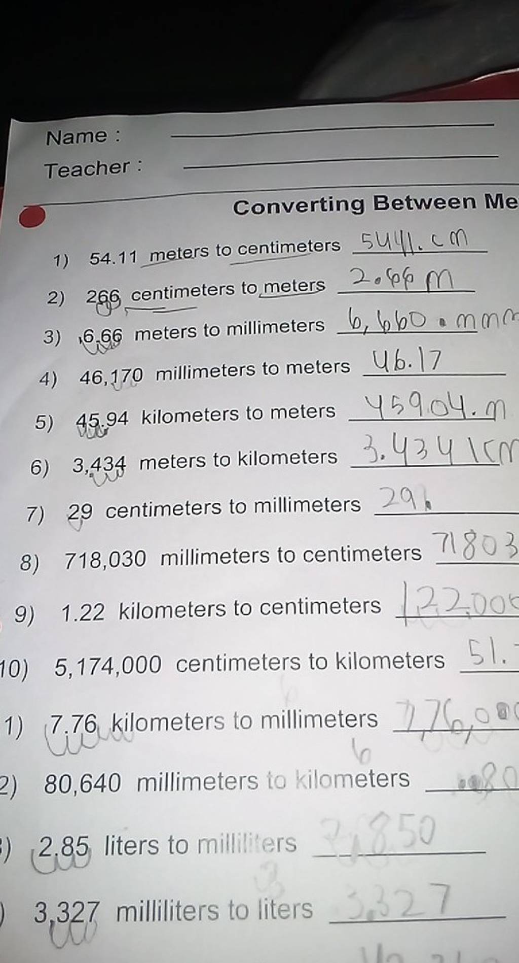 29 centimeters to millimeters 29. 8) 718,030 millimeters to centimeters