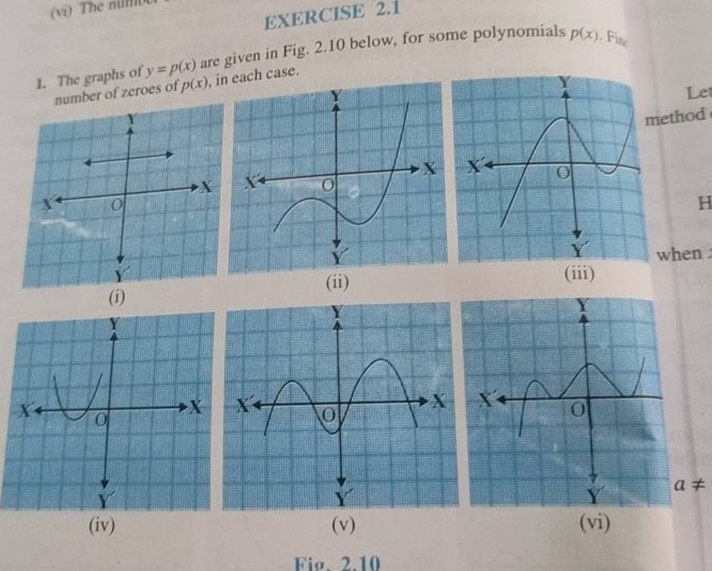 1. The graphs of y=p(x) are given in Fig. 2.10 number of zeroes of p(x),