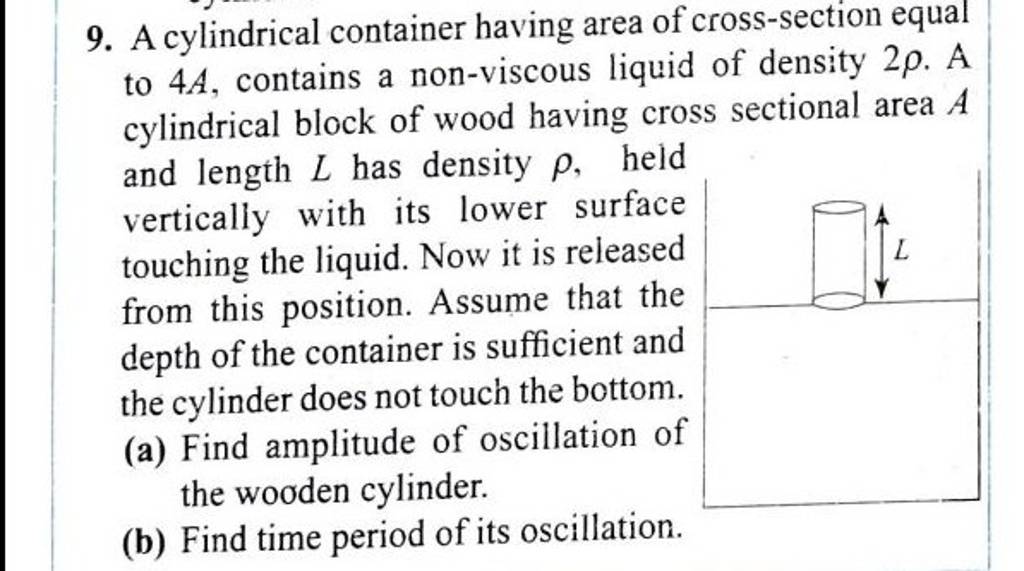 9. A cylindrical container having area of cross-section equal to 4A, cont..
