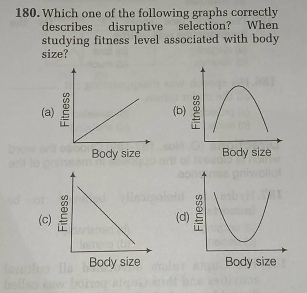 180. Which one of the following graphs correctly describes disruptive sel.. 180. Which one of the following graphs correctly describes disruptive sel..
