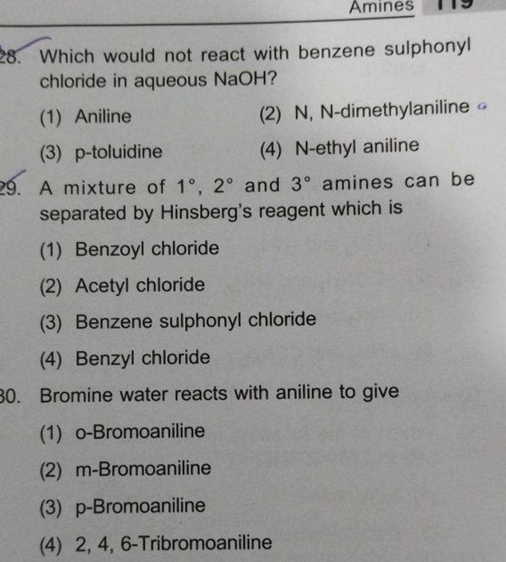 Bromine Water Reacts With Aniline To Give Filo