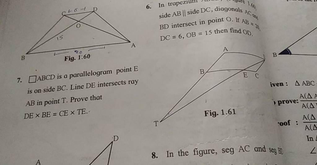 7. ABCD is a parallelogram point E is on side BC. Line DE intersects ray..