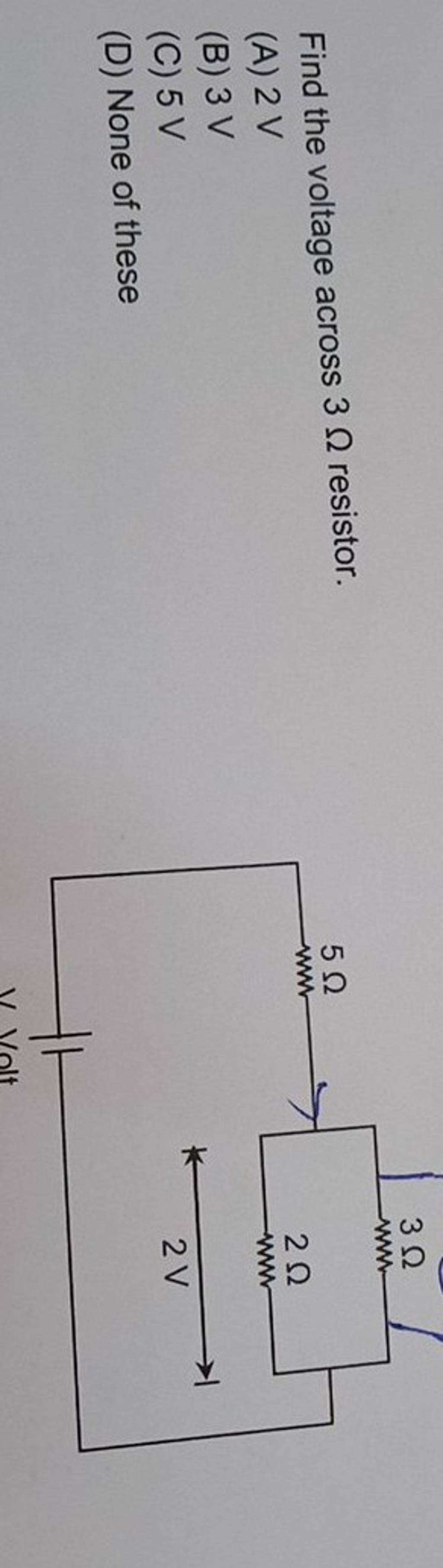 Find the voltage across 3Ω resistor. | Filo Find the voltage across 3Ω resistor. | Filo
