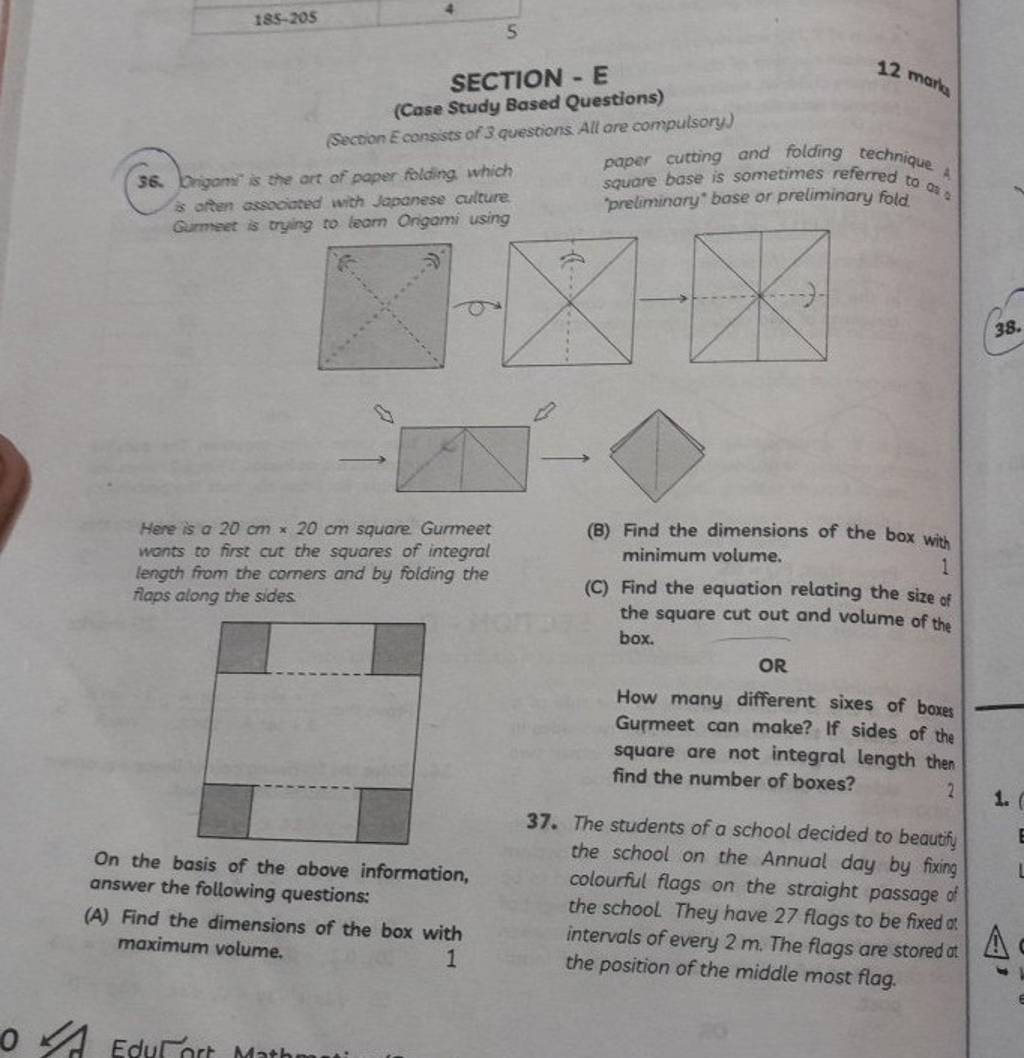 SECTION - E (Case Study Based Questions) (Section E consists of 3 questio..