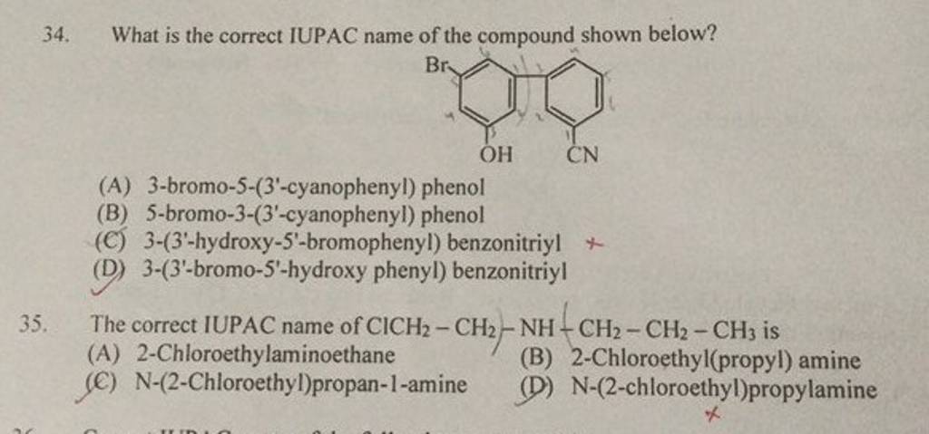 The correct IUPAC name of ClCH2 −CH2 −NH−CH2 −CH2 −CH3 is | Filo