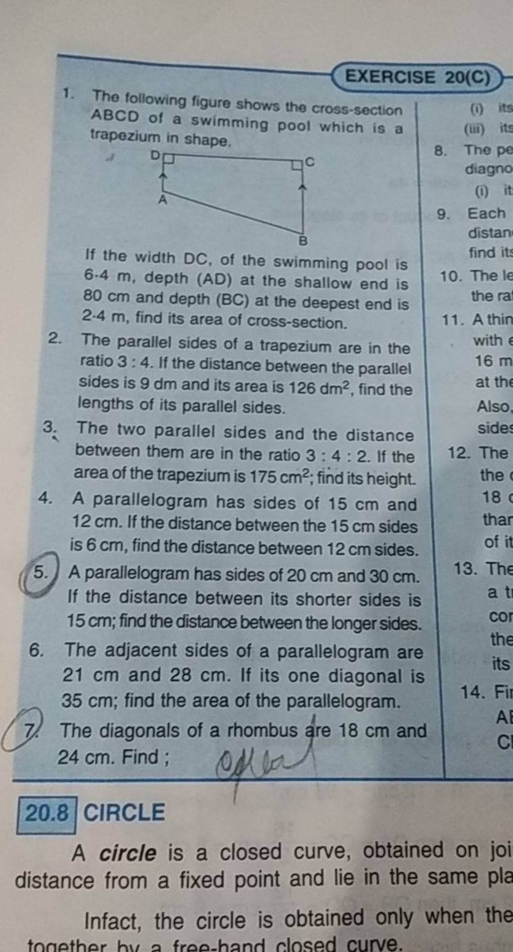 EXERCISE 20(C) 1. The following figure shows the cross-section ABCD of a
