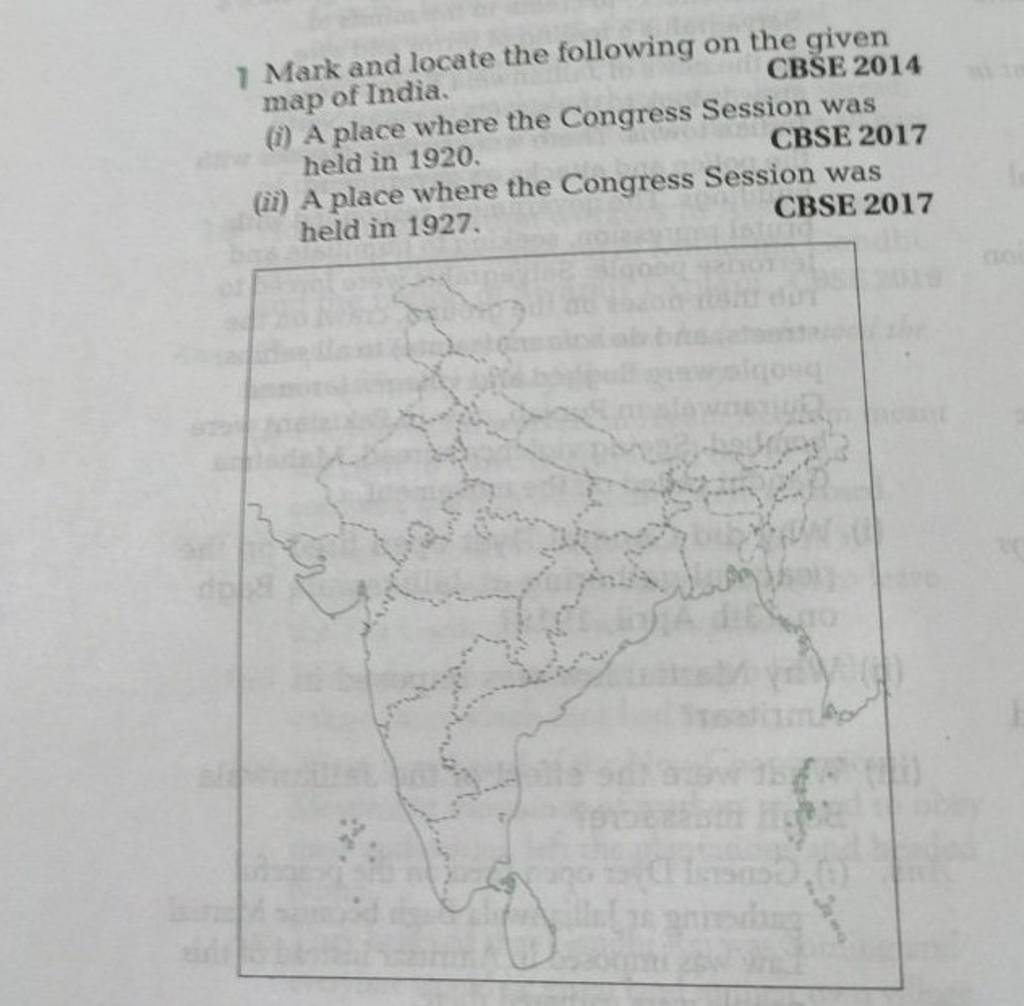 1 Mark and locate the following on the given map of India. CBSE 2014 (i)..
