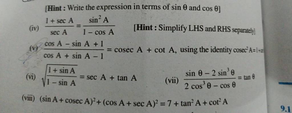 [hint Write The Expression In Terms Of Sinθ And Cosθ ] Iv Seca1 Seca