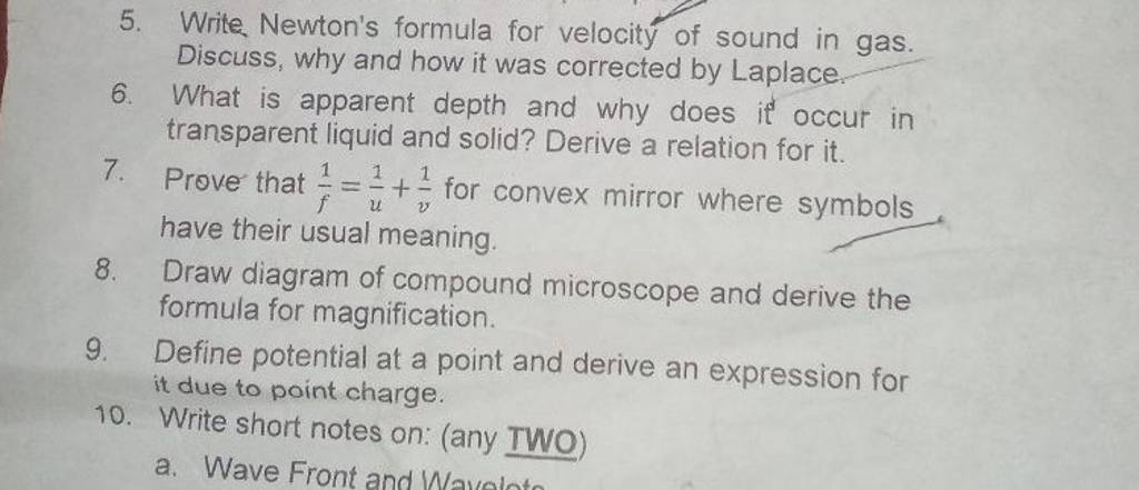 5 Write Newton s Formula For Velocity Of Sound In Gas Discuss Why And 5-write-newton-s-formula-for-velocity-of-sound-in-gas-discuss-why-and