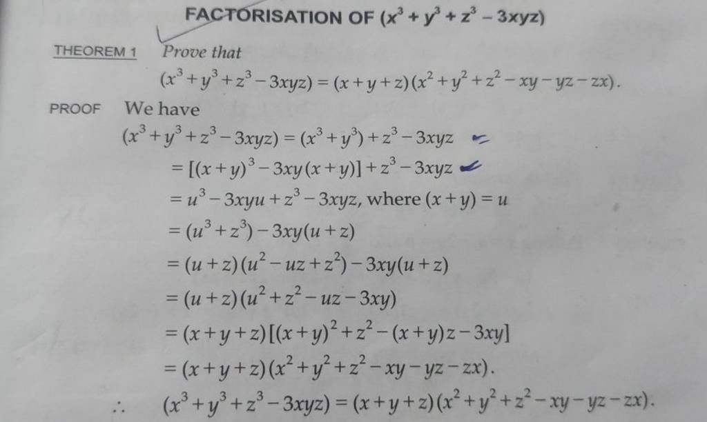 FACTORISATION OF x3 y3 z3 3xyz THEOREM 1 Prove That x3 y3 z3 3xyz x 